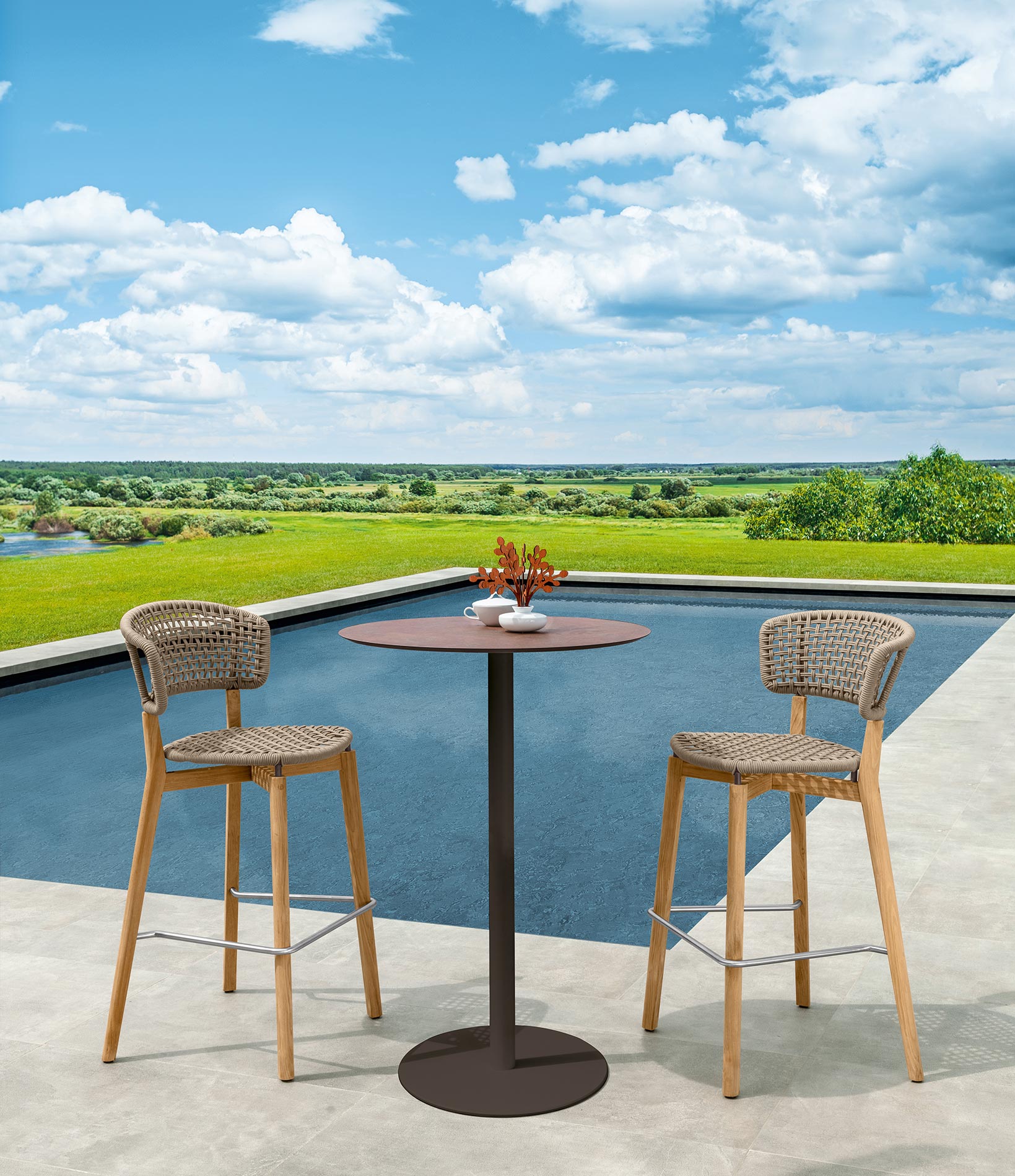 Moon//Teak Bar Stool | Italian garden furniture: Talenti